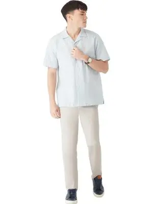 INDOCHINO Sudbury Cotton Linen Light Camp Shirt - Blue