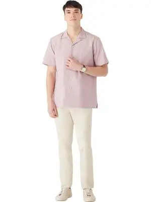 INDOCHINO Sudbury Cotton Linen Rose Camp Shirt - Pink