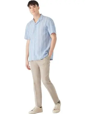 INDOCHINO Kenley Wide Stripe Camp Shirt - Blue