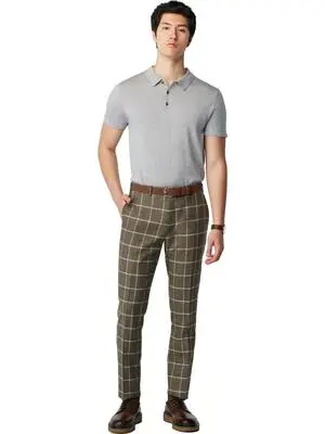 INDOCHINO Madesimo Linen Windowpane Pants - Olive