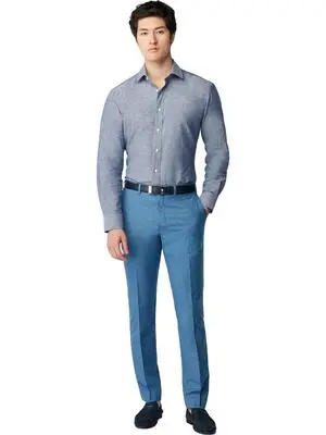 INDOCHINO Montella Wool Cotton Silk Pants - Blue