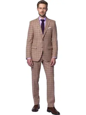 INDOCHINO Belford Houndstooth Check With Lavender Suit - Brown