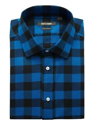 INDOCHINO Jackson Buffalo Flannel Blue Shirt Blue