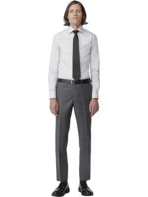 INDOCHINO Motta Basketweave Charcoal Wool Trousers - Gray