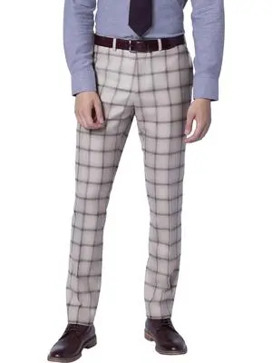 INDOCHINO Magliano Check Tailored Wool Pants - Cream