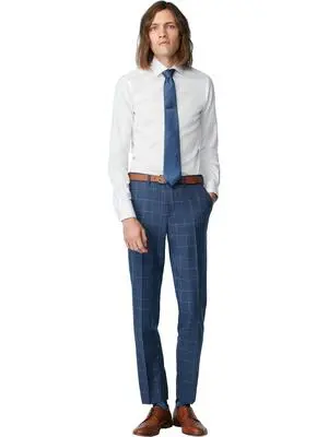 INDOCHINO Harrogate Windowpane Wool/cashmere Tailored Pants - Blue