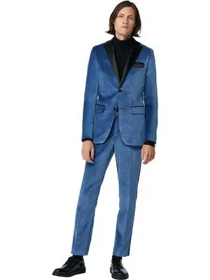 INDOCHINO Harford Velvet Stone Tuxedo Suit - Blue