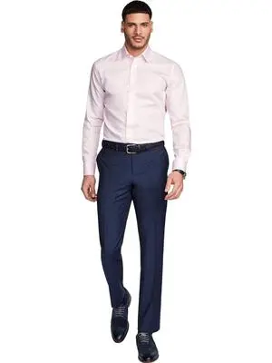INDOCHINO Indochino Hamilton Sharkskin Wool-Mohair Blend Trousers Blue