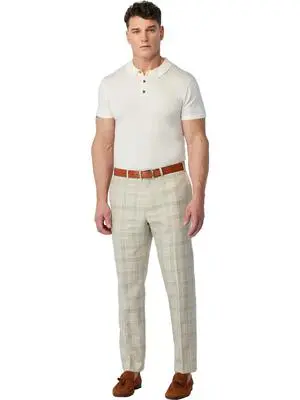 INDOCHINO Outwell Plaid Wool/linen/silk Blend Pants - Sand