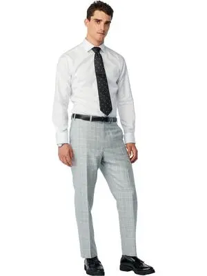 INDOCHINO Outwell Plaid Stone Tailored Wool/linen/silk Trousers - Blue