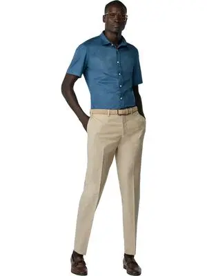 INDOCHINO Lambston Micro Suede Stone Casual Shirt - Blue