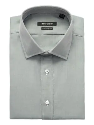 INDOCHINO Hyde Herringbone Sage Shirt - Green