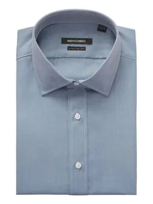 INDOCHINO Hyde Herringbone Stone Shirt - Blue