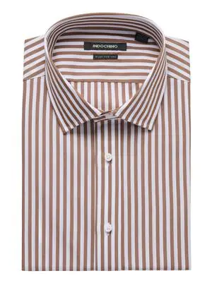 INDOCHINO Hunton Stripe Shirt - Brown