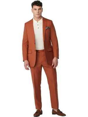 INDOCHINO Stockport Wool Linen Suit - Brown