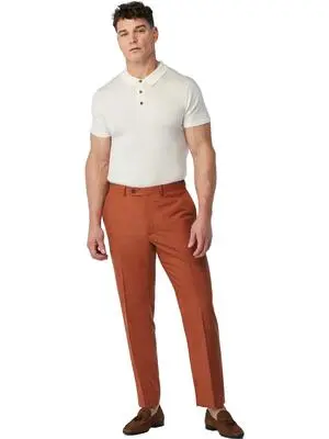 INDOCHINO Stockport Wool Linen Tailored Trousers - Brown