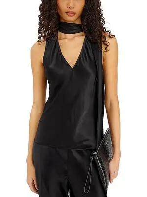 Rails Sleeveless Scarf Top - Black