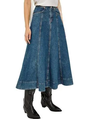 Rails Vicente Cotton Stretch A-line Midi Jean Skirt - Meadowbrook