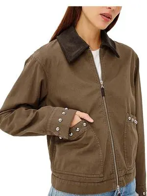 Rails Cotton Stud Trim Jacket - Bronze
