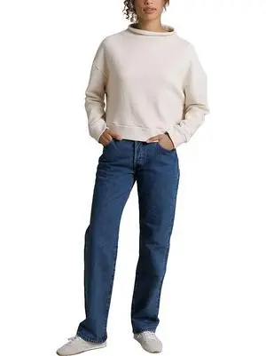 PERFECTWHITETEE Arden French Terry Mock Neck Sweatshirt - Sugar