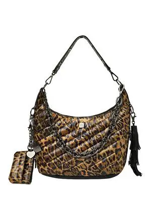 THINK ROYLN Icon Quilted Animal Print Shoulder Bag - Leopard