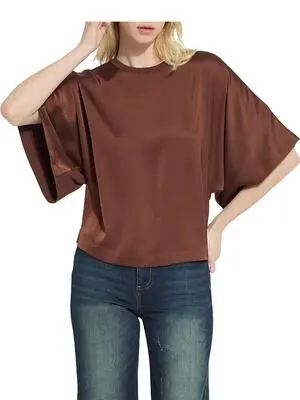 Lyssé Ginger Mixed Media Dolman Sleeve Top - Maple
