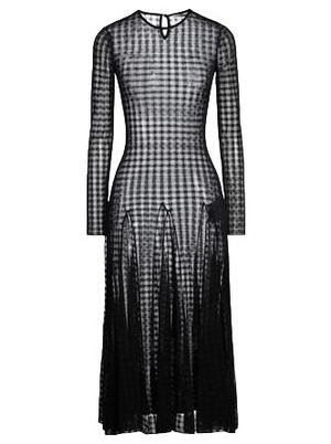 AMI AMI ALEXANDRE MATTIUSSI Black Checked Mesh Midi Dress