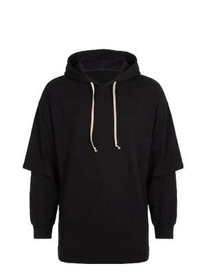 Rick Owens Oversized Cotton Jersey Hoodie - Black