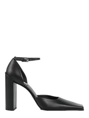 ALAÏA ALAÏA Black Leather Block Heel Pumps With Ankle Strap