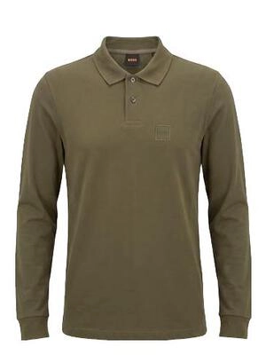 BOSS Man Polo Shirt Military Green Size M Cotton, Elastane