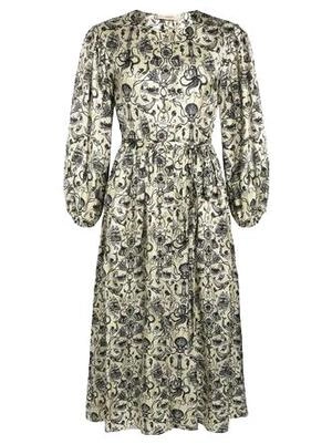 JUCCA Maxi Dress With Belt And Multicolor Print - Black