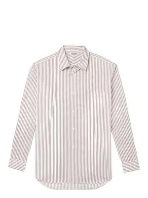 Auralee Striped Cotton And Silk-blend Shirt - Brown