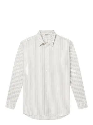 Auralee Striped Cotton And Silk-blend Shirt - Neutrals