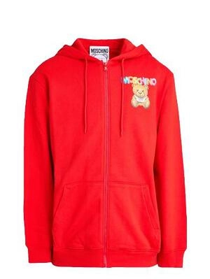Moschino Cotton Zip-up Hoodie With Logo Print - Red