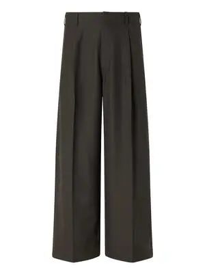 LEMAIRE Straight-leg Pleated Woven Trousers - Brown