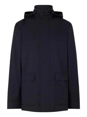 Zegna Twill Hooded Jacket - Blue