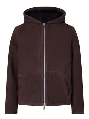 YVES SALOMON Shearling Hooded Jacket - Brown