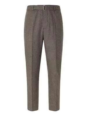 Officine Générale Hoche Tapered Belted Houndstooth Virgin Wool Trousers - Brown