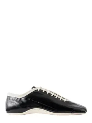 Dries Van Noten Glossed Leather Lace-up Sneakers - Black