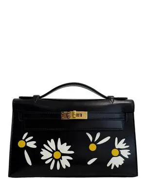 Hermès Hermès Kelly Pochette Marquete Black Box Leather Gold Hardware Multi