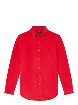 Polo Ralph Lauren Button-down Collar Logo-embroidered Cotton-corduroy Shirt - Red