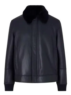 YVES SALOMON Shearling-trimmed Leather Blouson Jacket - Black
