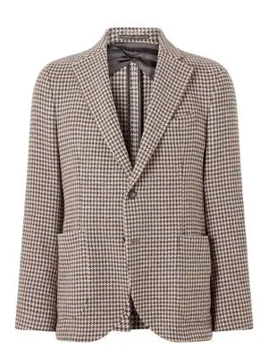 SLOWEAR Incotex Houndstooth Virgin Wool Blazer - Neutrals