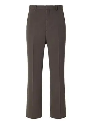 Auralee Straight-leg Wool-gabardine Trousers - Brown