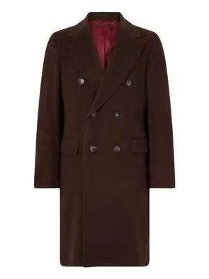 Canali Double-breasted Wool And Cashmere-blend Coat - Brown