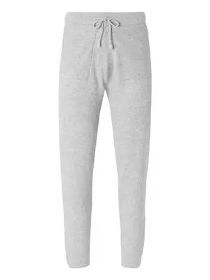 Eleventy Tapered Ribbed Cashmere Drawstring Sweatpants - Gray
