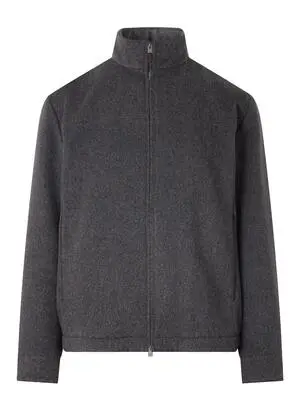Canali Wool Blouson Jacket With Leather Trim - Gray
