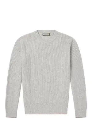 Canali Wool And Cashmere-blend Crew Neck Sweater - Gray