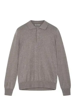 Canali Knited Long-sleeved Polo Shirt - Grey