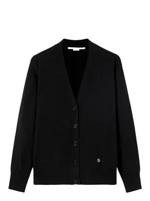 Stella McCartney Logo-embroidered Virgin Wool Cardigan - Black